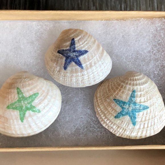 Kitchen | New Set Of 3 Painted Decoupage Starfish Sea Shell Magnets ...